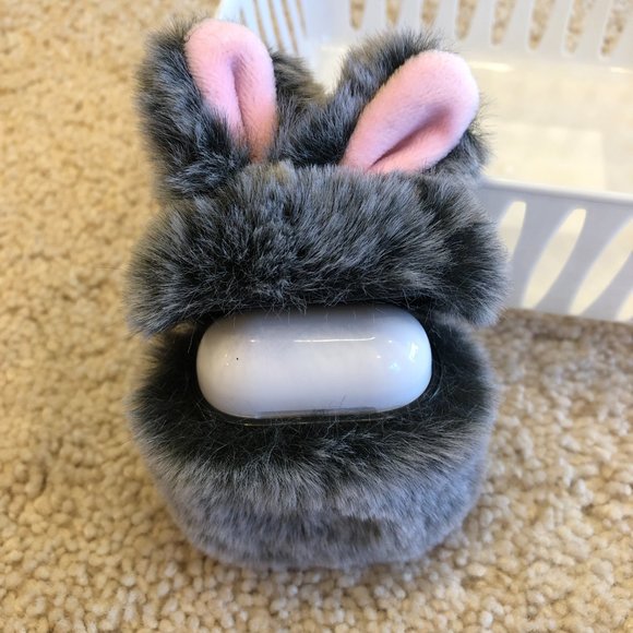 CreativityCafeCo | Headphones | Nwot Cute Plush Pinkgray Fuzzy Bunny ...